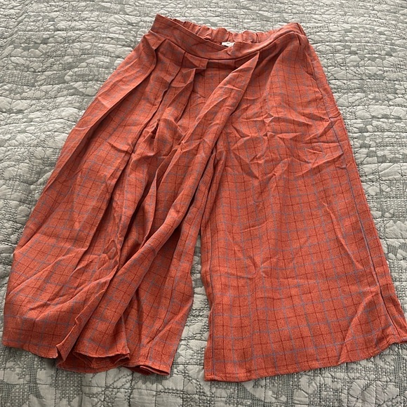 Umgee | Pants & Jumpsuits | Umgee Womens Orange High Rise Plaid Pleated ...